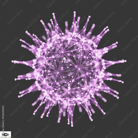 Sphere With Connected Lines And Dots Glowing Grid Connection Structure Wireframe Vector