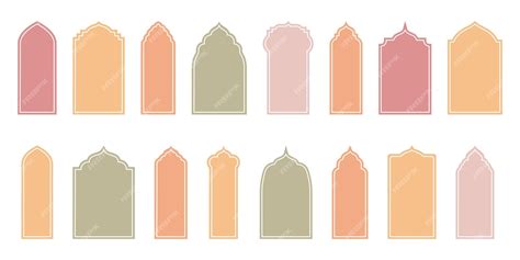 다재다능한 이슬람 스타일 프레임 디자인 템플릿 동양 현대 보호 창문 및 아치 일러스트레이션 프리미엄 벡터