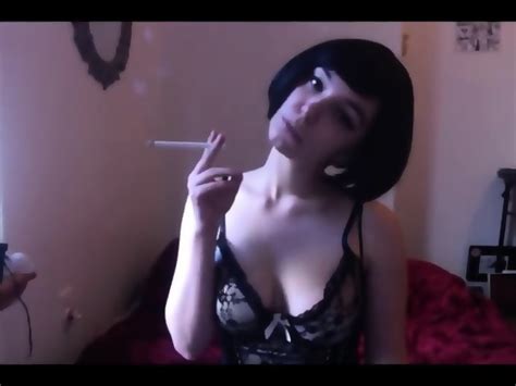 Adrienne Smoking Fetish S Black Lace Fishnets