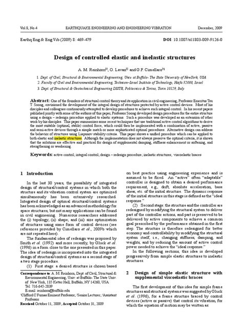 Pdf Design Of Controlled Elastic And Inelastic Structures Dokumen Tips