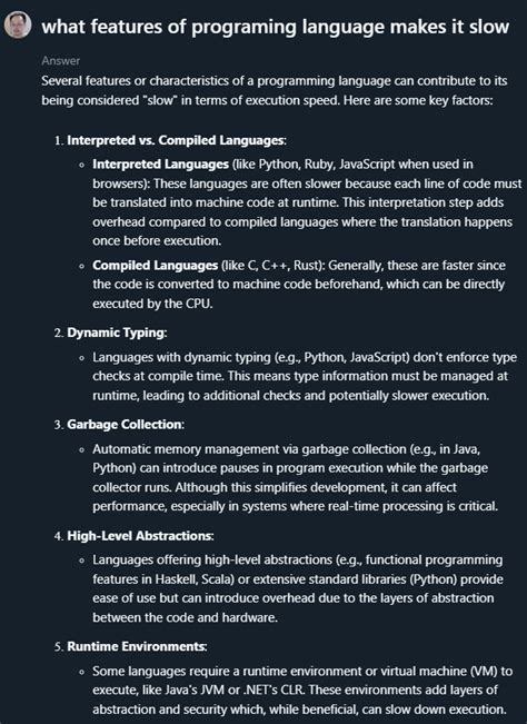 what features of programing language makes it slow