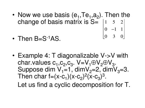 Ppt 72 Cyclic Decomposition And Rational Forms Powerpoint Presentation Id4527277