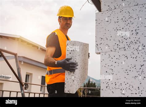 Polystyrene Thermal Cladding For Energy Saving On A Construction Site Stock Photo Alamy