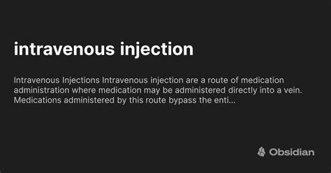 Intravenous Injection Obsidian Publish