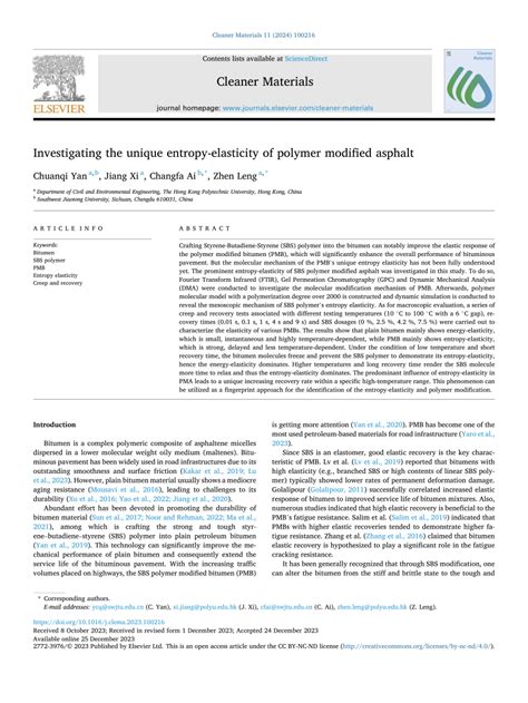 Pdf Investigating The Unique Entropy Elasticity Of Polymer Modified