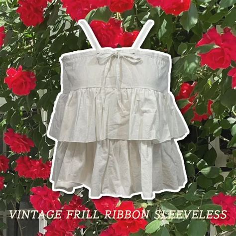 보통의날 빈티지 프릴 캉캉 리본 슬리브리스 탑 위시버킷