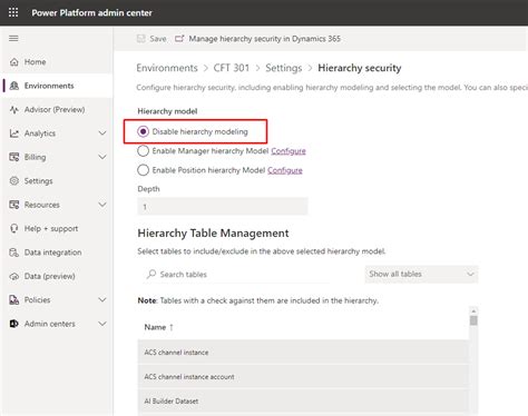 Hierarchy Settings In Dynamics 365 Ce Power Platform Admin Center