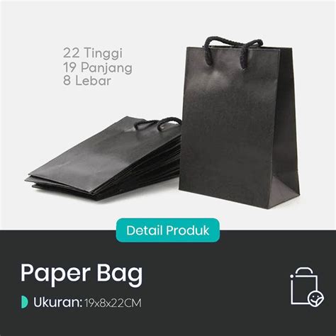 Jual All Size Paper Bag Hitam Polos Semua Ukuran Papper Bag Tali
