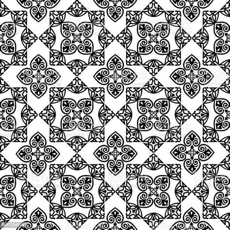 추상적인 이음새가 없는 패턴 모자이크 꽃 대각선 타일 장식 배경 아랍 동양 스타일의 무슬림 라인 장식품 0명에 대한 스톡 벡터 아트 및 기타 이미지 Istock