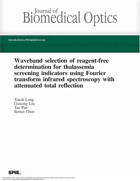 Pdf Waveband Selection Of Reagent Free Determination For Thalassemia Screening … · Waveband