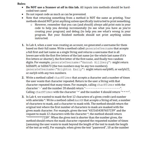 Solved Rules Do Not Use A Scanner At All In This Lab All