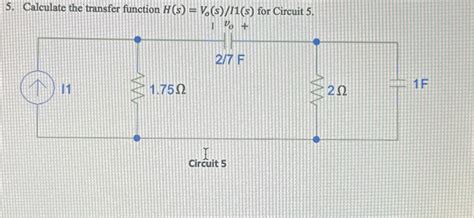 Solved Calculate The Transfer Function H S VosI S For Chegg