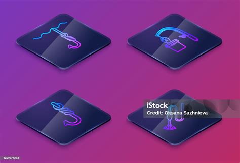 물 낚시 갈고리 낚싯대 낚시 낚시 라인 후크와 플로트어로 등도 측정선 낚시 후크를 설정합니다 파란색 정사각형 버튼 벡터 3차원 형태에 대한 스톡 벡터 아트 및 기타 이미지