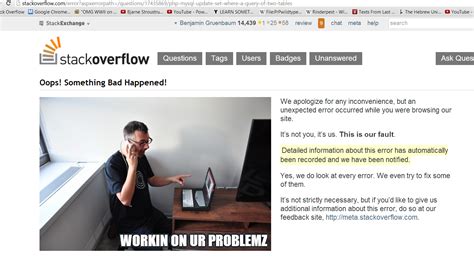 Going To Any Question On The Site Brings An Error Page Meta Stack