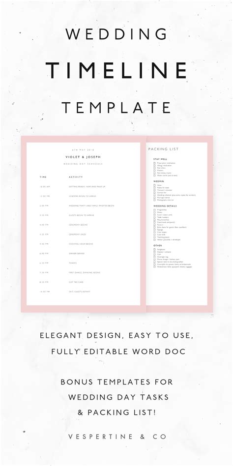 Simple Wedding Ceremony Timeline Template Project Time Schedule Excel