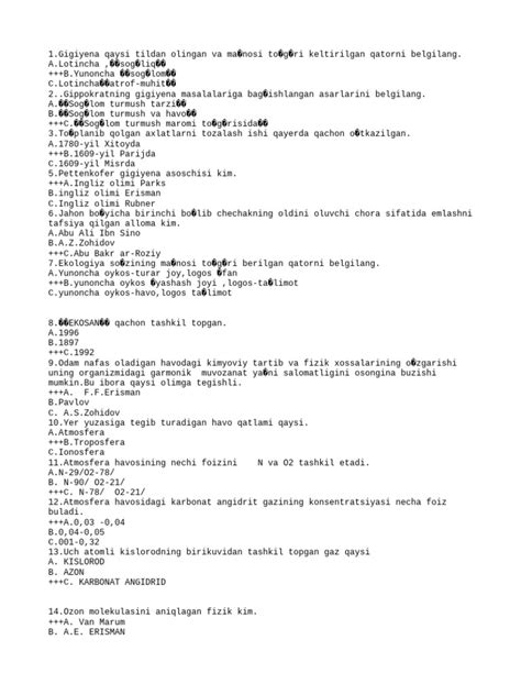 101 Docx Gigiyena Testlar Raqam Pdf