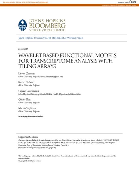 Pdf Wavelet Based Functional Models For Transcriptome Analysis With Tiling Arrays Lieven