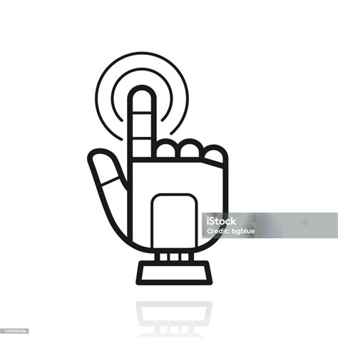 Robot Hand Touch Click Icon With Reflection On White Background Stock Illustration Download