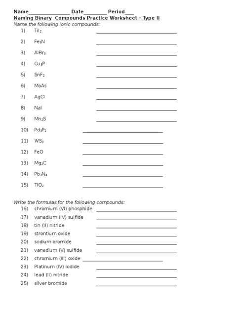 Naming Binary Ionic Compounds Worksheet Pro Worksheet