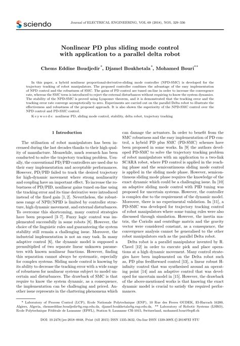 Pdf Nonlinear Pd Plus Sliding Mode Control With Application To A Parallel Delta Robot