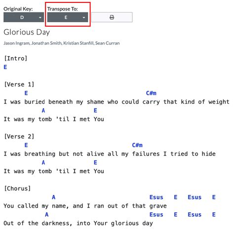 Chord Transposer Chart Print