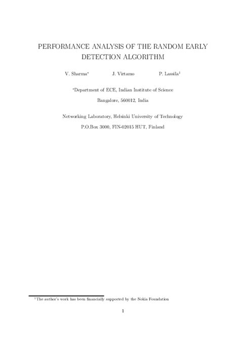 Pdf Performance Analysis Of The Random Early Detection Algorithm