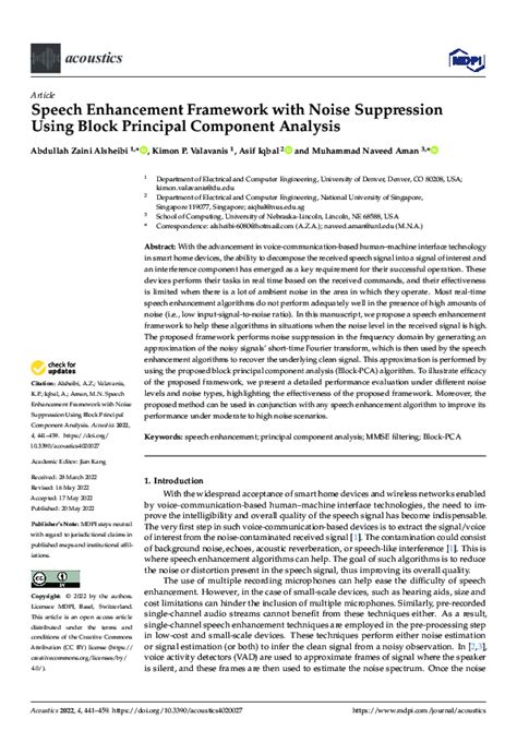 Pdf Speech Enhancement Framework With Noise Suppression Using Block Principal Component Analysis