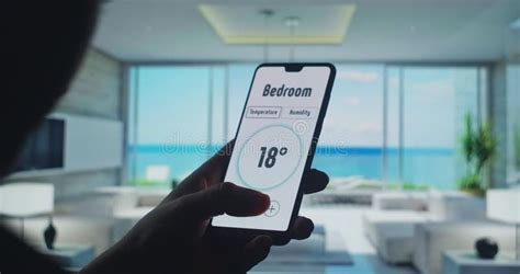 Smart Home Technology Interface On Smartphone App Screen With Augmented Reality View Of Internet