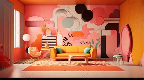 혁신적인 3d 렌더링을 통해 선보이는 멤피스에서 영감을 받은 인테리어 디자인 배경 살다 배경 테리 배경 보이 배경 이미지 Hd 살다 테리 보이 배경 사진 무료