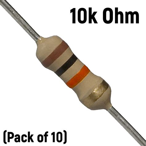 10k Ohm 1 4 Watt Resistor 1 Tolerance Pack Of 10 Techiesms