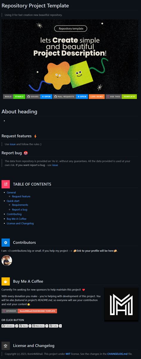 Github Koninmikhailgithub Repo Template An Awesome 𝗚𝗶𝘁𝗵𝘂𝗯 𝗧𝗲𝗺𝗽𝗹𝗮𝘁𝗲