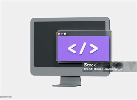 3d computer monitor and program code development web coding concept