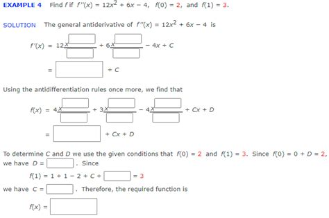 Solved EXAMPLE 4 Find Fif F X 12x2 6x 4 F 0 2 Chegg Com