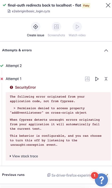 Flaky Test Permission Denied To Access Property Addeventlistener On Cross Origin Object