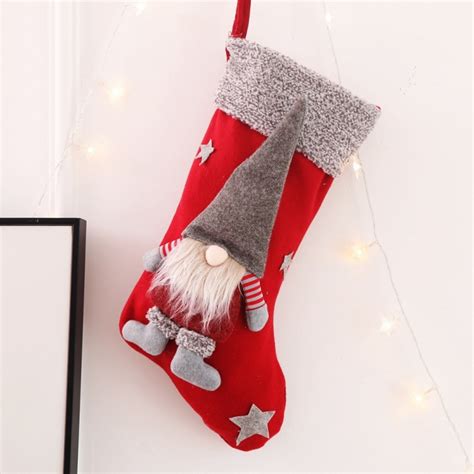 크리스마스 장식품 입체 얼굴없는 인형 크리스마스 스타킹 크리스마스 선물 사탕 가방 빨간색