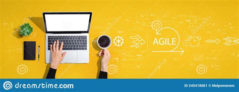 Agile Concept With Person Using Laptop Computer Stock Illustration Illustration Of Business