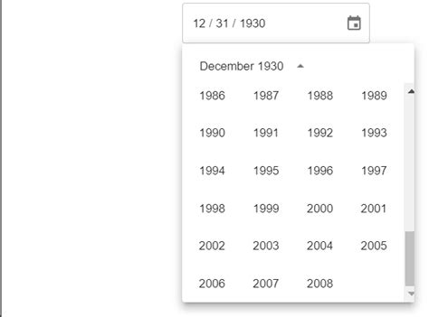 Javascript How To Display Years Inside The Calendar Ui In Descending