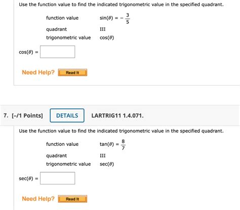 Solved Use The Function Value To Find The Indicated Chegg