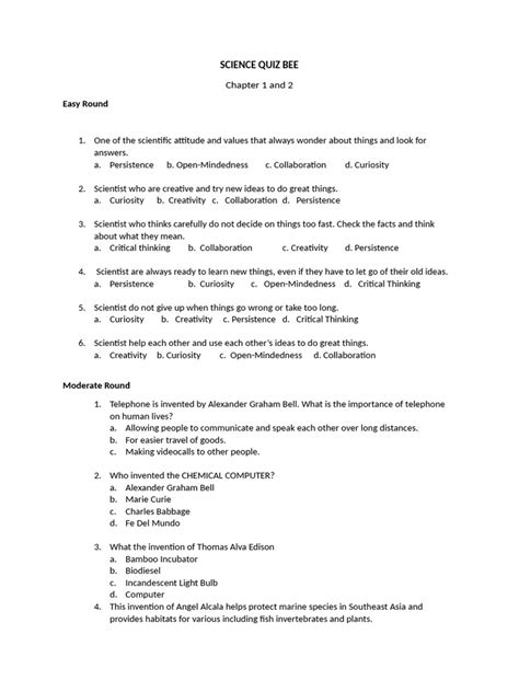 Science Quiz Bee Pdf