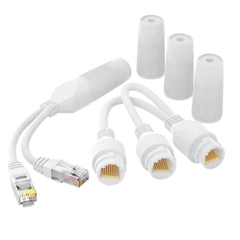 Waterproof Poe Combiner Splitter Adapter Power Over Ethernet Rj45 Converter Kit 2 In 1 Network