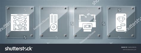 Set Bot Assembly Line Remote Control Stock Vector Royalty Free