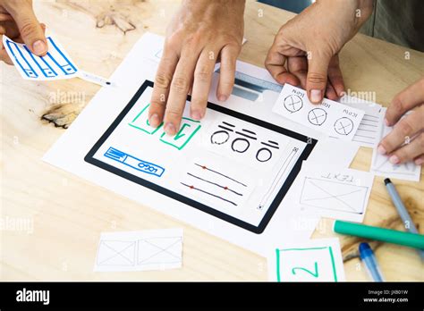 Designing Tablet App Wireframe Stock Photo Alamy