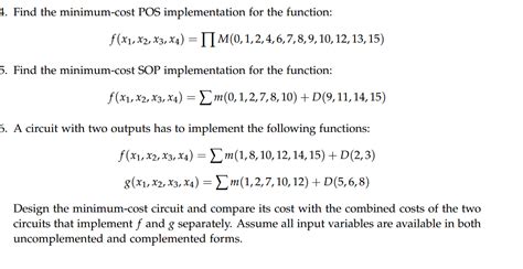 Solved Find The Minimum Cost POS Implementation For The Chegg Com