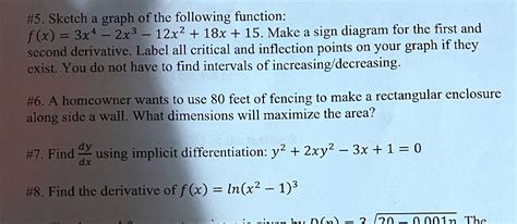 Solved 5 Sketch A Graph Of The Following Function F X 3x4 2x3