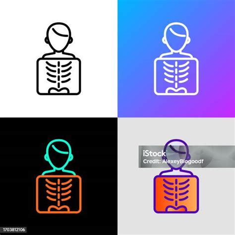 의료 X 선 검사 얇은 선 아이콘입니다 의학 연구 현대 벡터 그림입니다 X 레이 장비에 대한 스톡 벡터 아트 및 기타 이미지