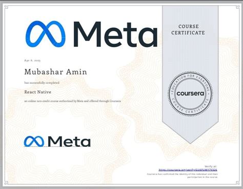 Mubashir Amin On Linkedin React Reactnative Certificateofcompletion
