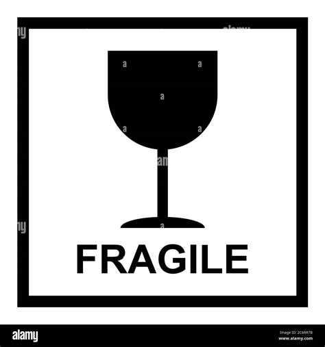 Fragile Flat Icon With Black Frame Isolated On White Background Fragile Package Symbol Label