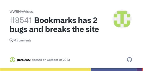 Bookmarks Has 2 Bugs And Breaks The Site · Issue 8541 · Wwbnavideo