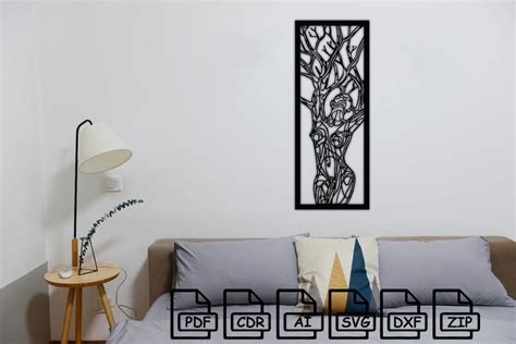 Tree Woman Cut Svg Dxf File Wall Sticker Pdf Silhouette Template Cnc Cutting Router Digital