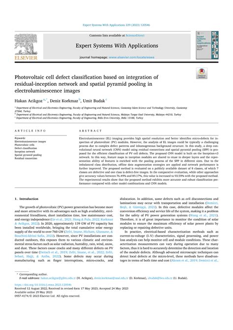 pdf photovoltaic cell defect classification based on integration of